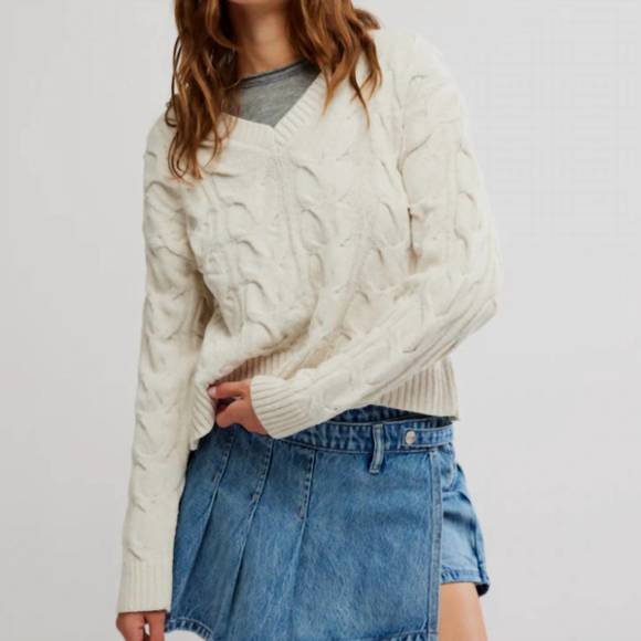 Free People | Sweaters | New Free People Washed Cable Knit Sweater In ...